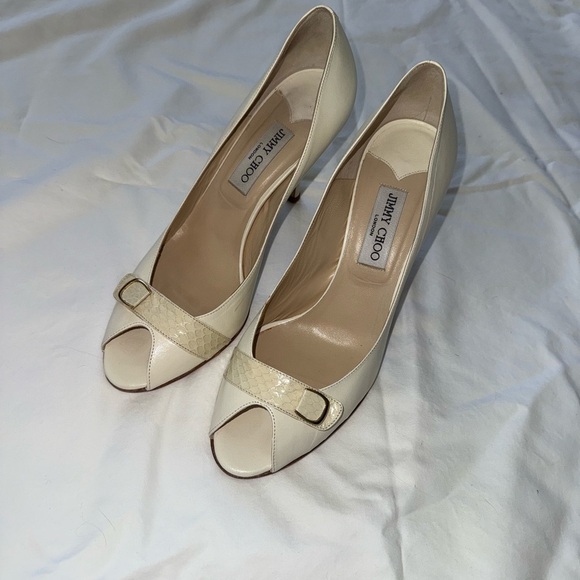 Jimmy Choo | Shoes | Jimmy Choo High Heels Cream With A Gold Buckle ...